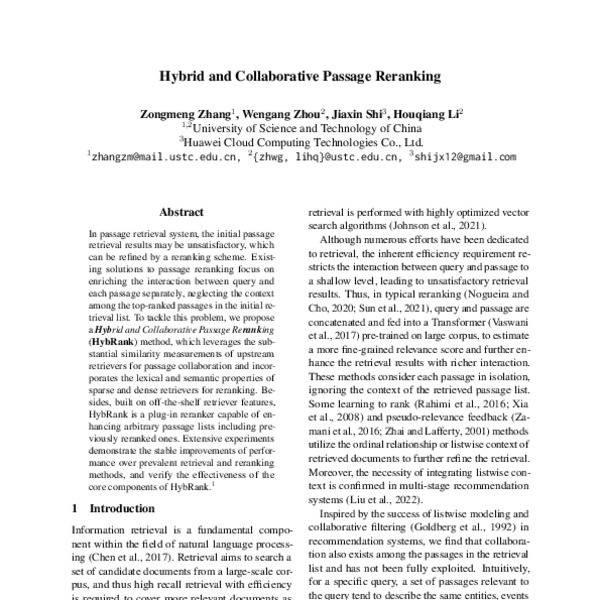 Hybrid and Collaborative Passage Reranking - ACL Anthology