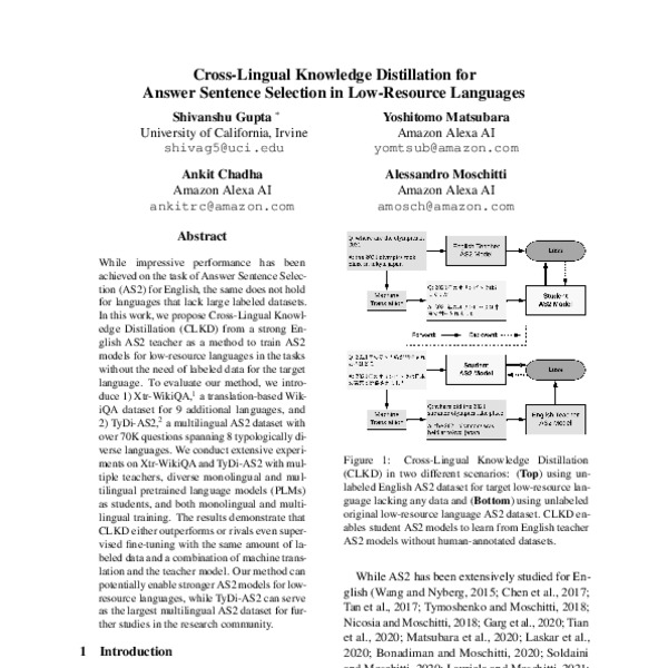 Cross-Lingual Knowledge Distillation for Answer Sentence Selection in Low-Resource Languages ...