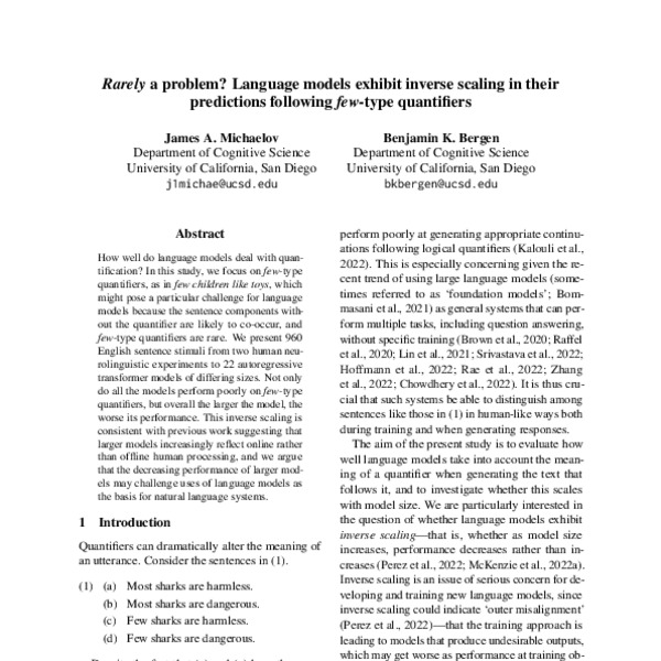 Rarely a problem? Language models exhibit inverse scaling in their predictions following few ...