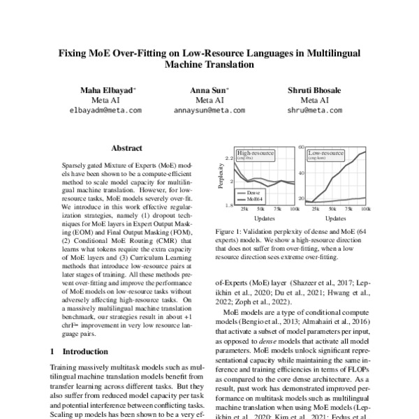 Fixing MoE Over-Fitting on Low-Resource Languages in Multilingual Machine Translation - ACL ...