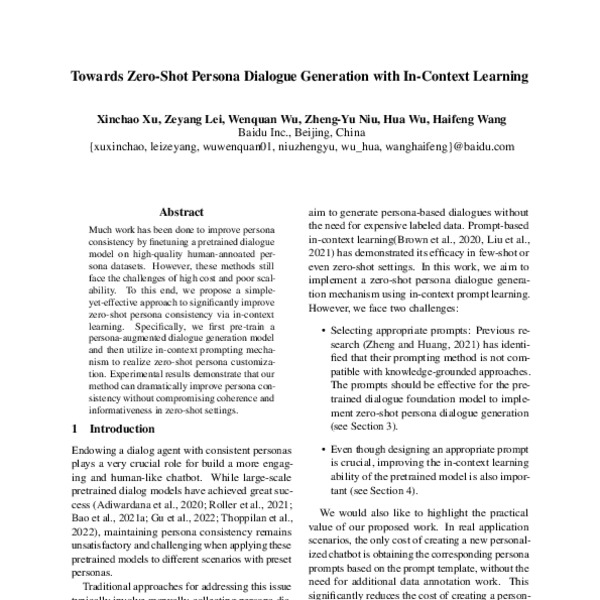 Towards Zero Shot Persona Dialogue Generation With In Context Learning Acl Anthology