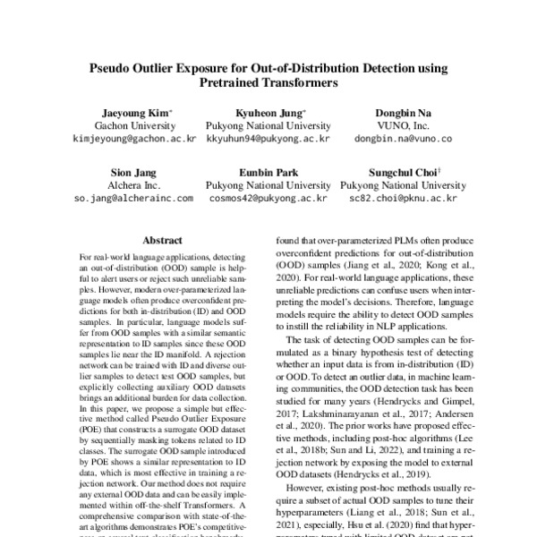 Pseudo Outlier Exposure For Out Of Distribution Detection Using Pretrained Transformers Acl