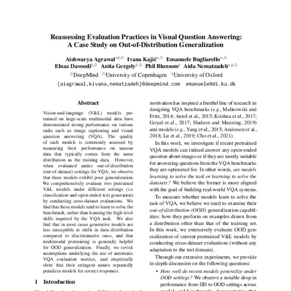 Reassessing Evaluation Practices in Visual Question Answering: A Case ...