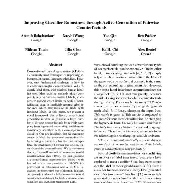 Improving Classifier Robustness Through Active Generative Counterfactual Data Augmentation Acl