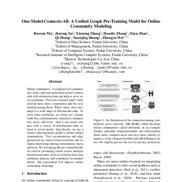 One-Model-Connects-All: A Unified Graph Pre-Training Model for Online Community Modeling - ACL ...
