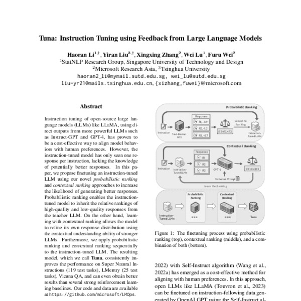 Tuna: Instruction Tuning using Feedback from Large Language Models - ACL Anthology