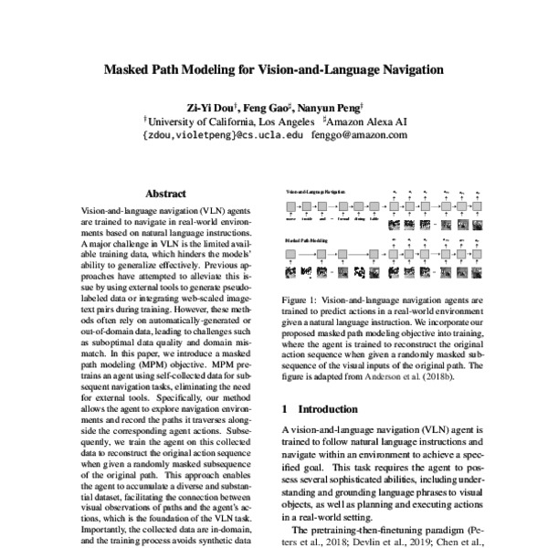 Masked Path Modeling for Vision-and-Language Navigation - ACL Anthology