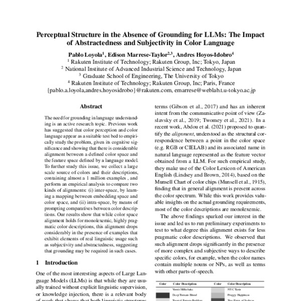 Perceptual Structure in the absence of grounding: the impact of ...