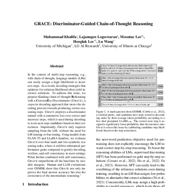 GRACE: Discriminator-Guided Chain-of-Thought Reasoning - ACL Anthology