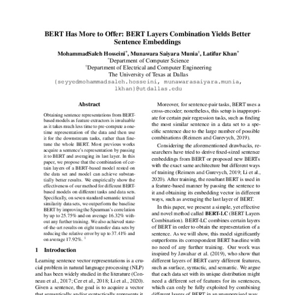 BERT Has More to Offer: BERT Layers Combination Yields Better Sentence Embeddings - ACL Anthology