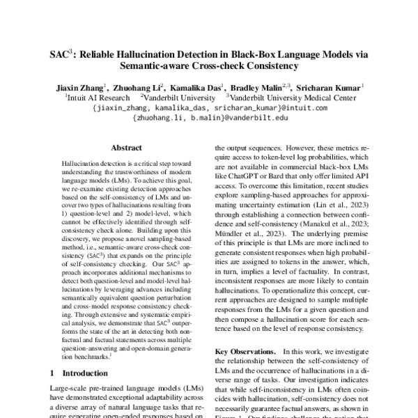SAC3: Reliable Hallucination Detection in Black-Box Language Models via Semantic-aware Cross ...