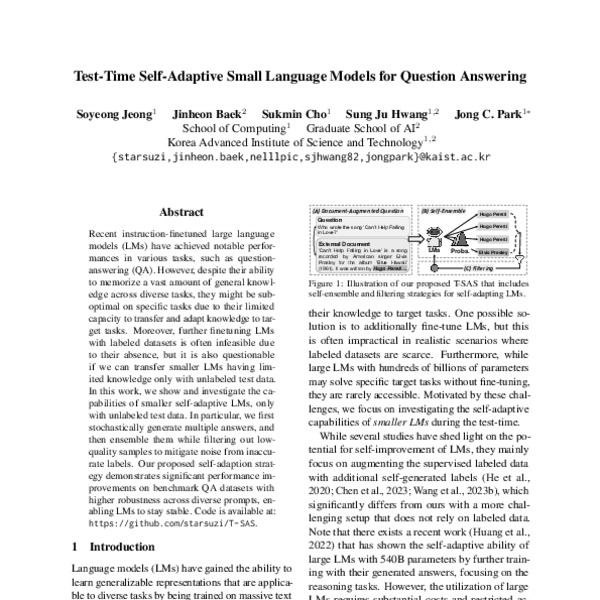 Test-Time Self-Adaptive Small Language Models for Question Answering ...