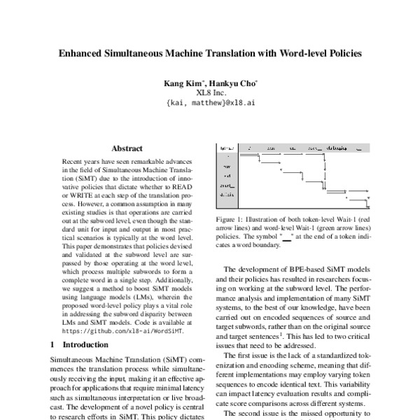 Enhanced Simultaneous Machine Translation with Word-level Policies - ACL Anthology
