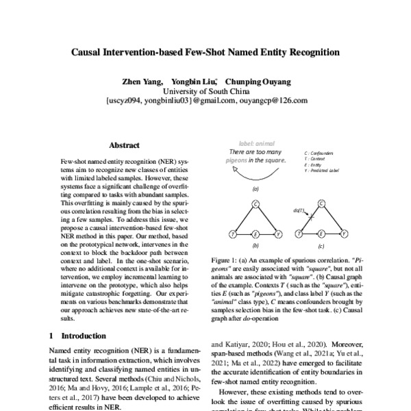 Causal Intervention-based Few-Shot Named Entity Recognition - ACL Anthology