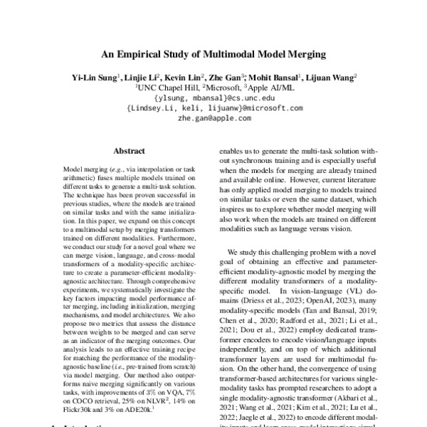 An Empirical Study of Multimodal Model Merging - ACL Anthology