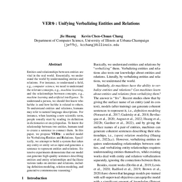 VER: Unifying Verbalizing Entities and Relations - ACL Anthology