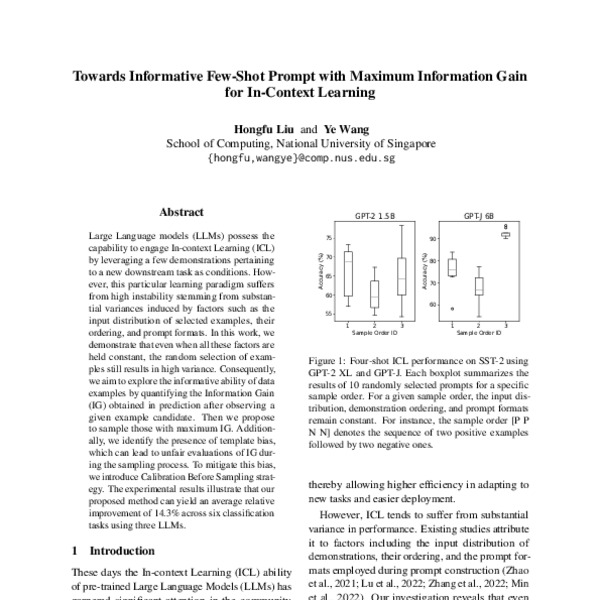 Towards Informative Few-Shot Prompt with Maximum Information Gain for In-Context Learning - ACL ...