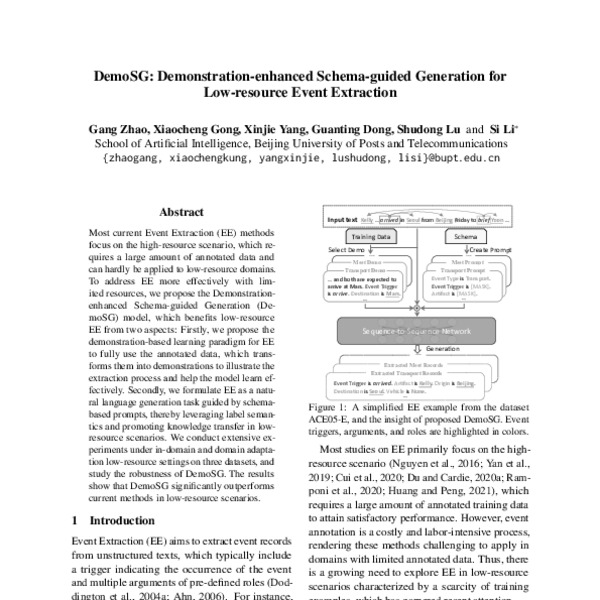 DemoSG: Demonstration-enhanced Schema-guided Generation for Low-resource Event Extraction - ACL ...