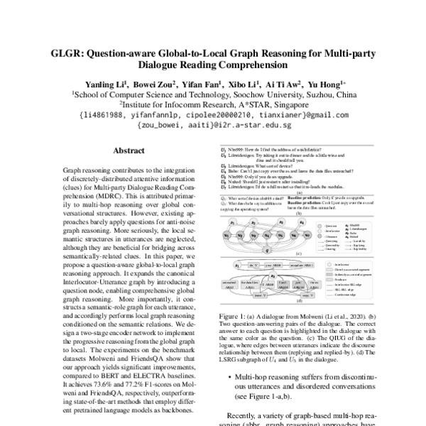 GLGR: Question-aware Global-to-Local Graph Reasoning for Multi-party Dialogue Reading ...