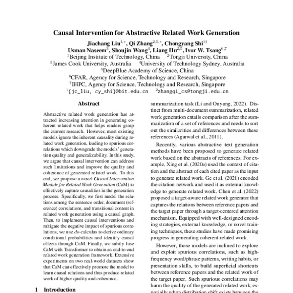 Causal Intervention for Abstractive Related Work Generation - ACL Anthology