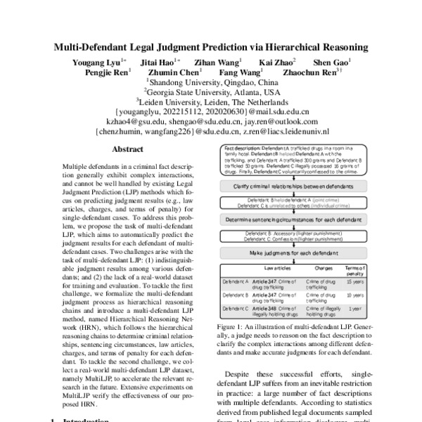 Multi-Defendant Legal Judgment Prediction via Hierarchical Reasoning - ACL Anthology