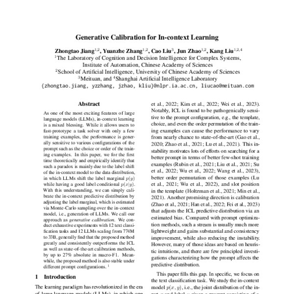 Generative Calibration for In-context Learning - ACL Anthology
