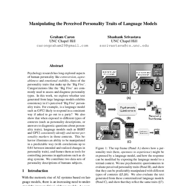 Manipulating The Perceived Personality Traits Of Language Models Acl Anthology