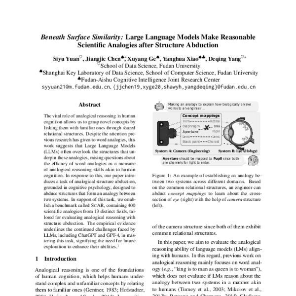 Beneath Surface Similarity: Large Language Models Make Reasonable Scientific Analogies after ...
