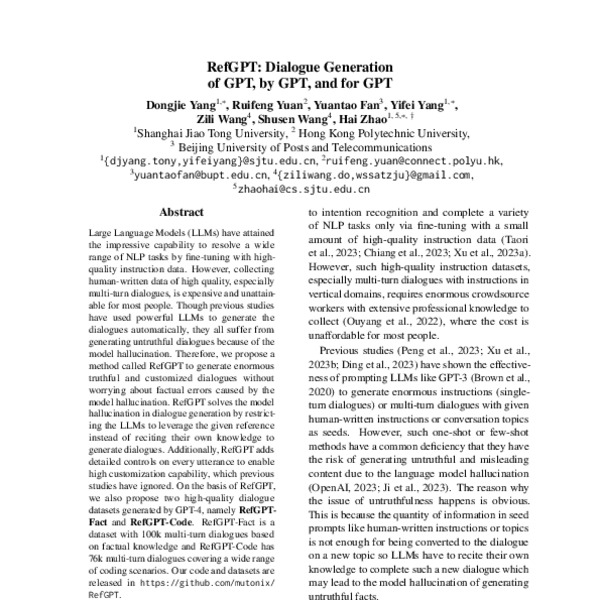 Refgpt Dialogue Generation Of Gpt By Gpt And For Gpt Acl Anthology