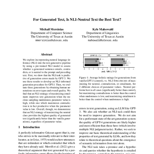 For Generated Text, Is NLI-Neutral Text the Best Text? - ACL Anthology
