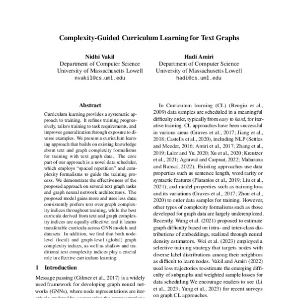 Complexity-Guided Curriculum Learning for Text Graphs - ACL Anthology
