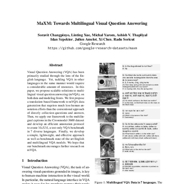 MaXM: Towards Multilingual Visual Question Answering - ACL Anthology