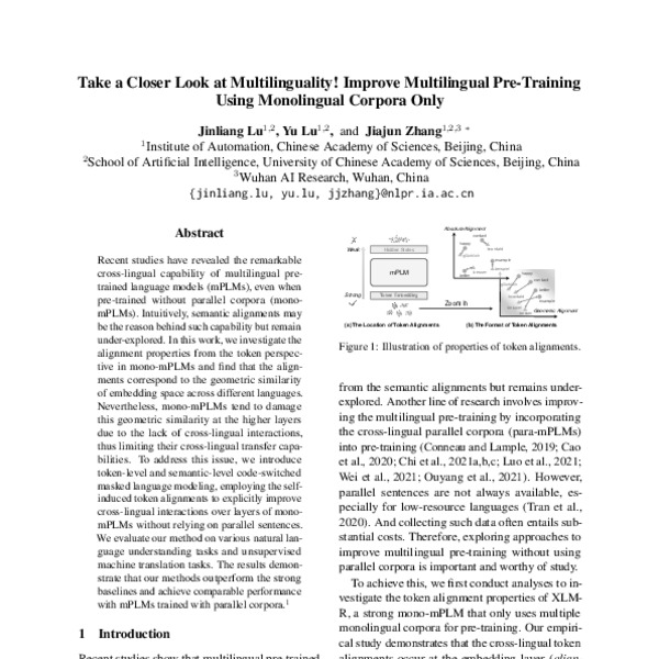 Take a Closer Look at Multilinguality! Improve Multilingual Pre-Training Using Monolingual ...