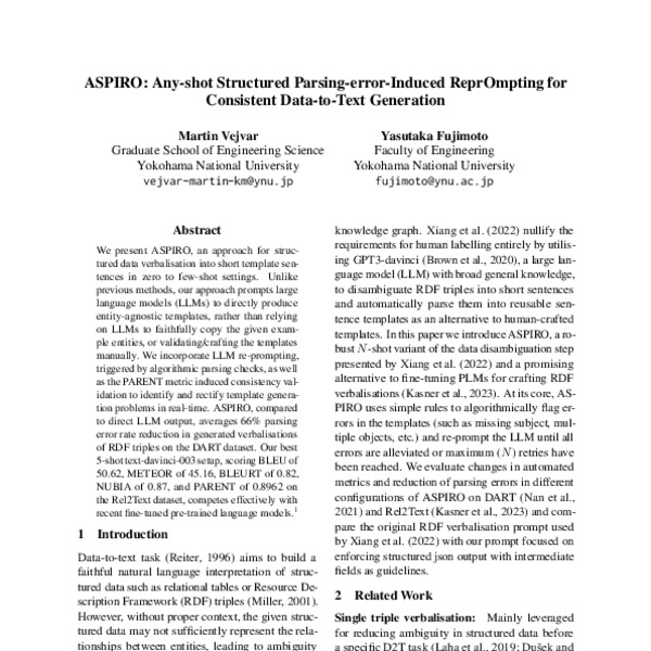 ASPIRO: Any-shot Structured Parsing-error-Induced ReprOmpting for ...