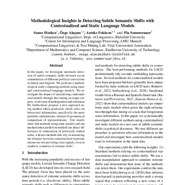 Methodological Insights in Detecting Subtle Semantic Shifts with Contextualized and Static ...