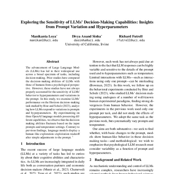 Exploring the Sensitivity of LLMs’ Decision-Making Capabilities: Insights from Prompt Variations ...