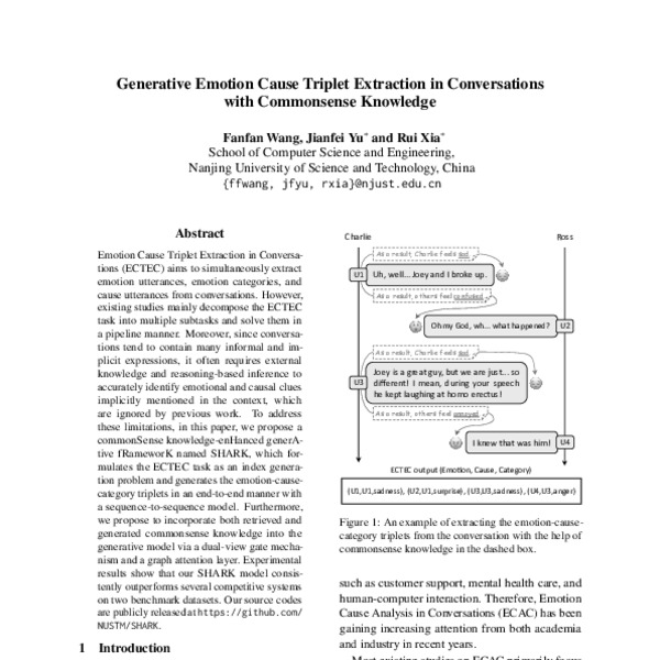 Generative Emotion Cause Triplet Extraction in Conversations with Commonsense Knowledge - ACL ...