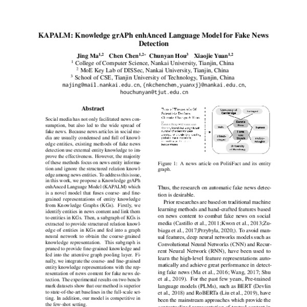 Kapalm Knowledge Graph Enhanced Language Models For Fake News Detection Acl Anthology