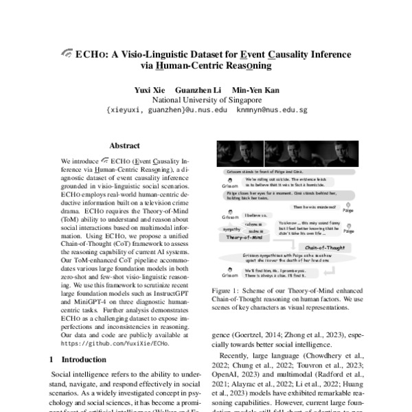 Echo A Visio Linguistic Dataset For Event Causality Inference Via