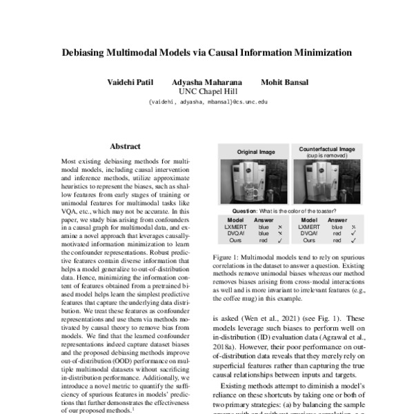 Debiasing Multimodal Models via Causal Information Minimization - ACL Anthology