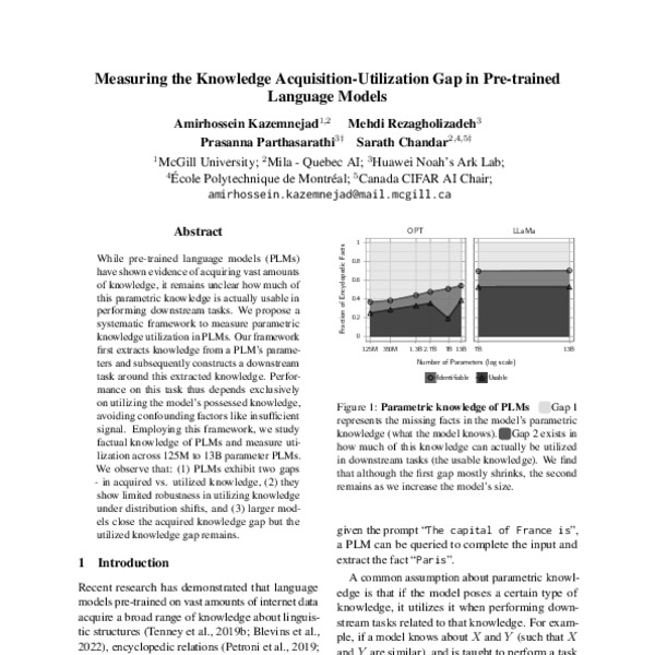Measuring the Knowledge Acquisition-Utilization Gap in Pretrained ...