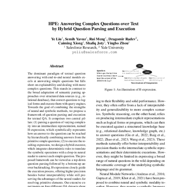 HPE: Answering Complex Questions over Text by Hybrid Question Parsing and Execution - ACL Anthology