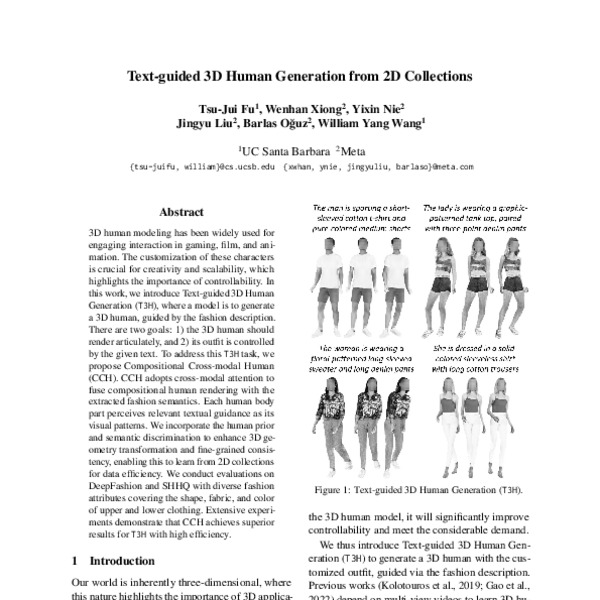 Text-guided 3D Human Generation from 2D Collections - ACL Anthology