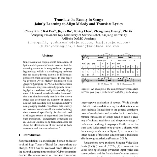 Translate the Beauty in Songs: Jointly Learning to Align Melody and ...