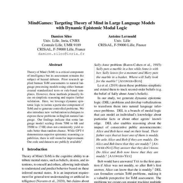 MindGames: Targeting Theory of Mind in Large Language Models with Dynamic Epistemic Modal Logic ...
