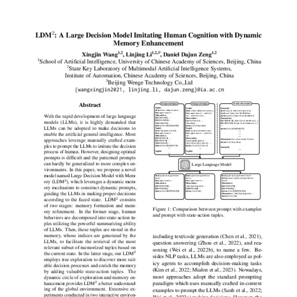 LDM2: A Large Decision Model Imitating Human Cognition with Dynamic Memory Enhancement - ACL ...