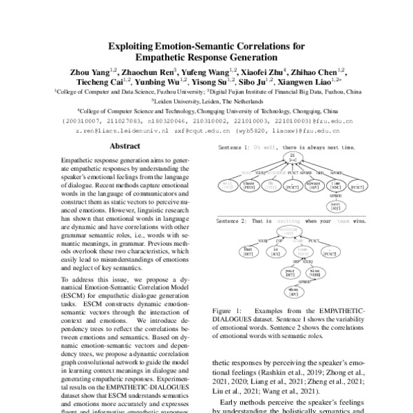 Exploiting Emotion-Semantic Correlations for Empathetic Response Generation - ACL Anthology