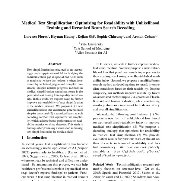 Medical Text Simplification Optimizing For Readability With Unlikelihood Training And Reranked