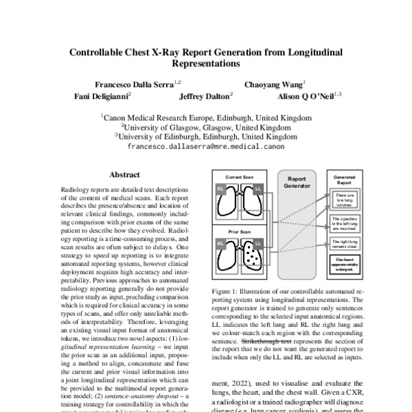 Controllable Chest X-Ray Report Generation from Longitudinal Representations - ACL Anthology