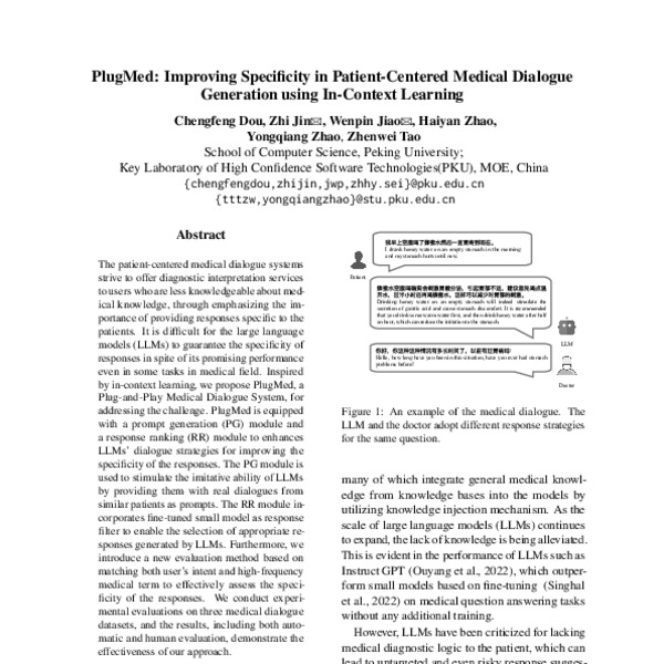 PlugMed: Improving Specificity in Patient-Centered Medical Dialogue Generation using In-Context ...